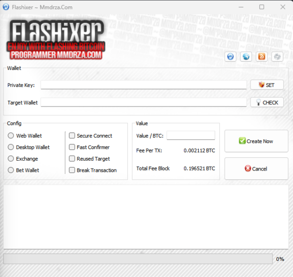 Flashixer For Flashing Bitcoin And Send Fake BTC